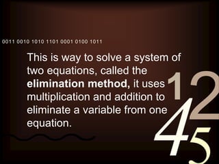 Solution of system of linear equations by elimination | PPTX