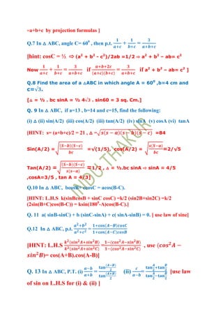 Solution of triangles | DOCX