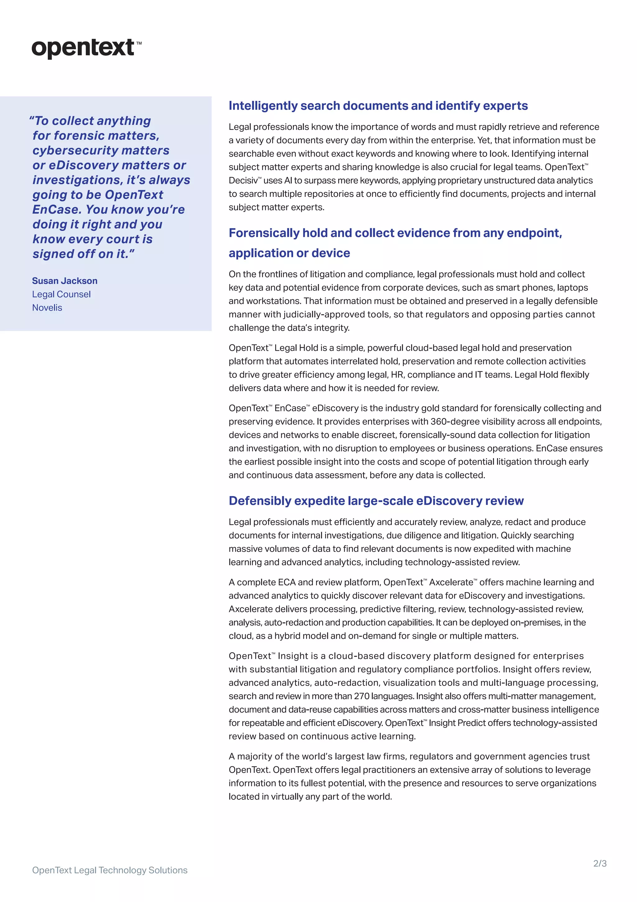 OpenText Legal Technology Solutions | PDF