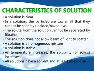 Solutions | PPTX | Chemistry | Science