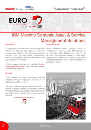 IBM Maximo Asset Management Solutions. Professional & Expert Services ...