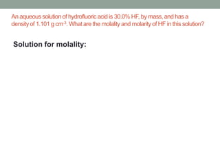 Solutions, Molarity, Molality | PPTX