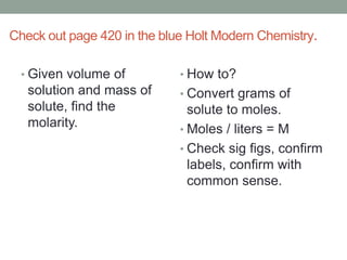 Solutions, Molarity, Molality | PPTX
