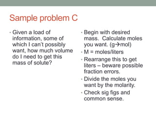 Solutions, Molarity, Molality | PPT