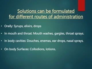 Solutions pharmaceutics slides | PPTX