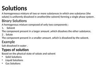 SOLUTIONs and Colligative properties pptx | PPT