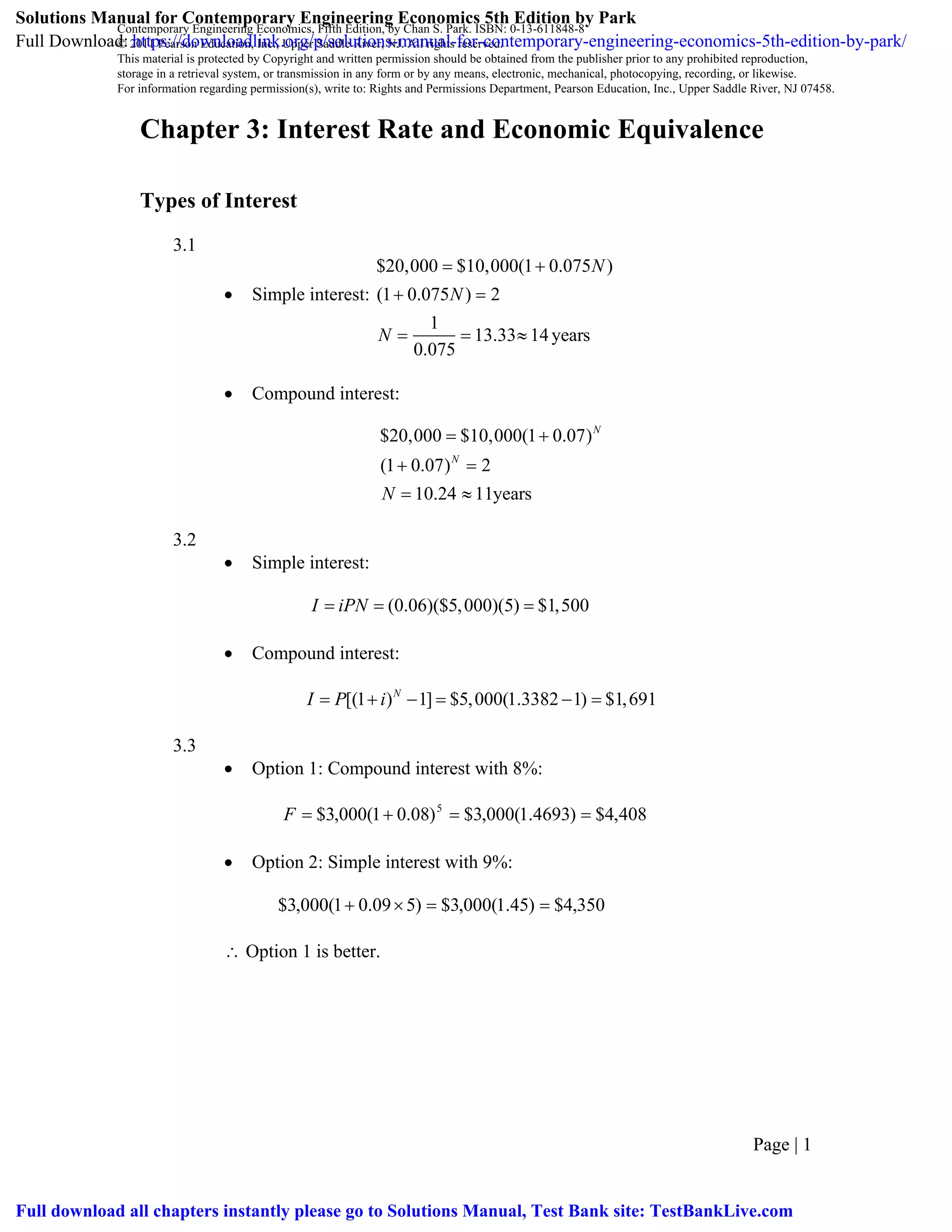 Solutions Manual for Contemporary Engineering Economics 5th Edition by ...