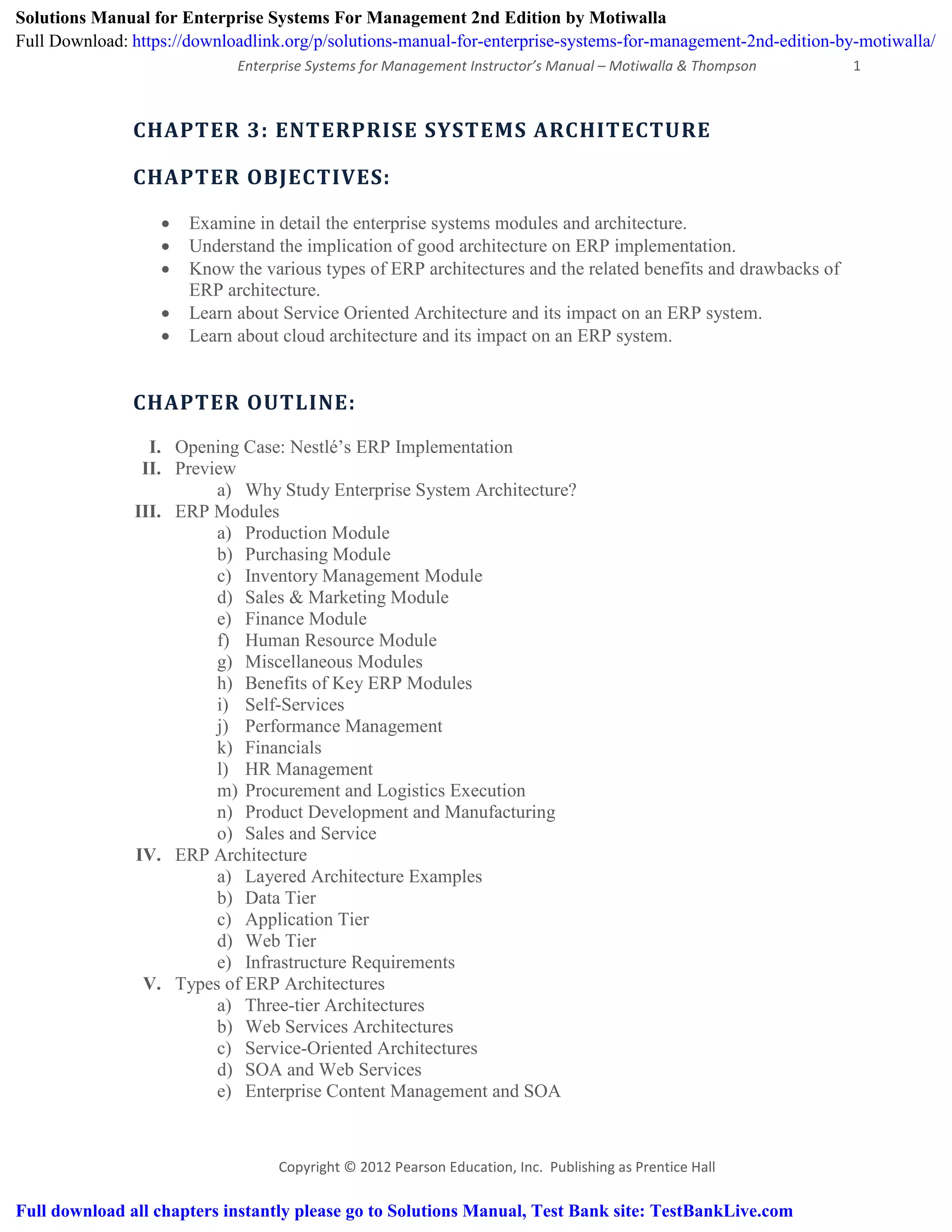 Solutions Manual for Enterprise Systems For Management 2nd Edition by Motiwalla | PDF