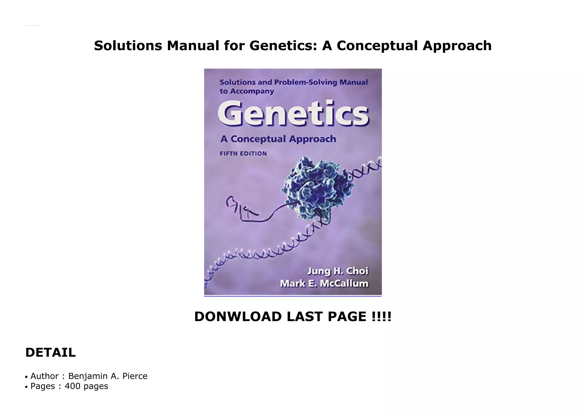 Solutions Manual for Genetics: A Conceptual Approach | PPT