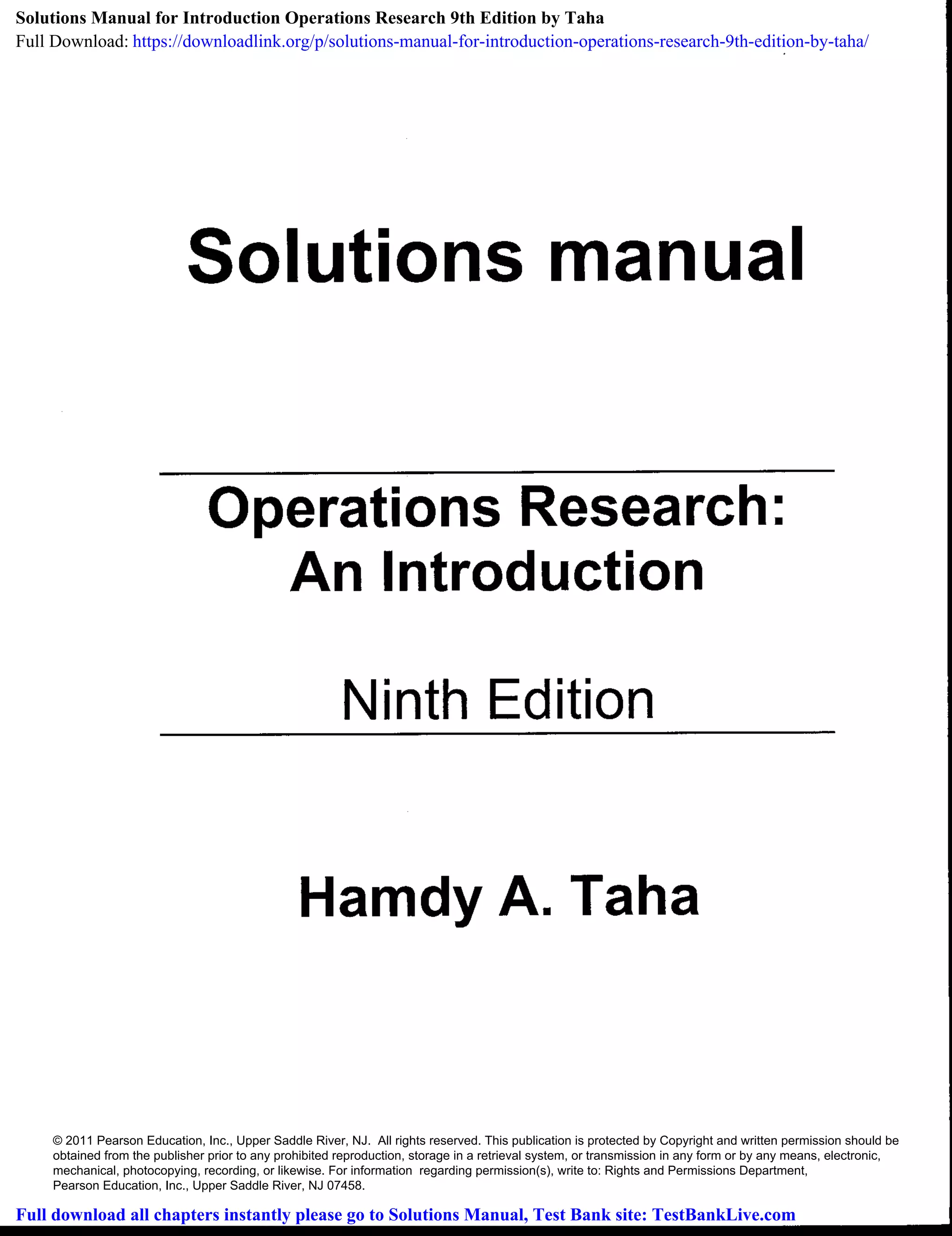 Solutions Manual for Introduction Operations Research 9th Edition by ...