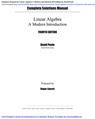 Solutions Manual for Linear Algebra A Modern Introduction 4th Edition ...