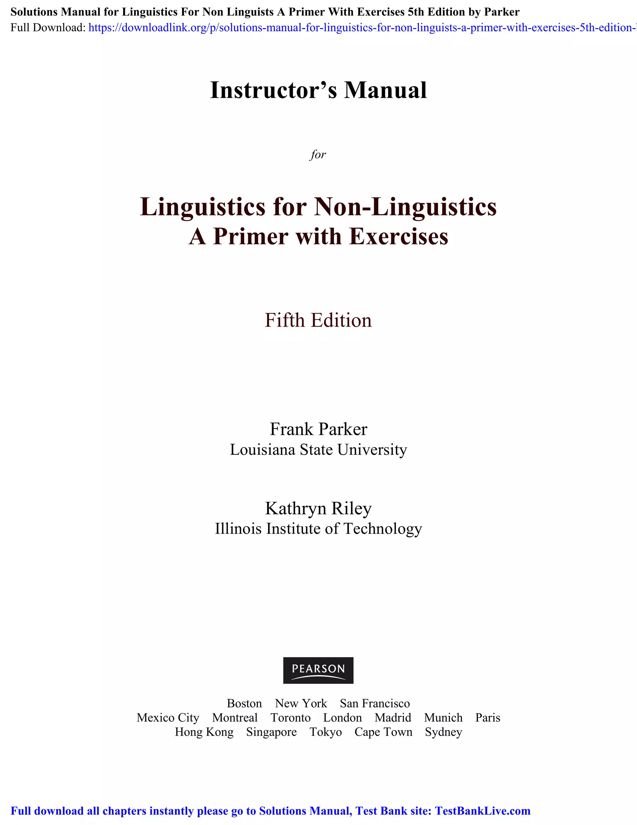 Solutions Manual for Linguistics For Non Linguists A Primer With ...