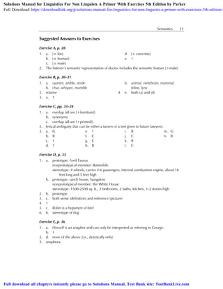 Solutions Manual for Linguistics For Non Linguists A Primer With Exercises 5th Edition by Parker ...