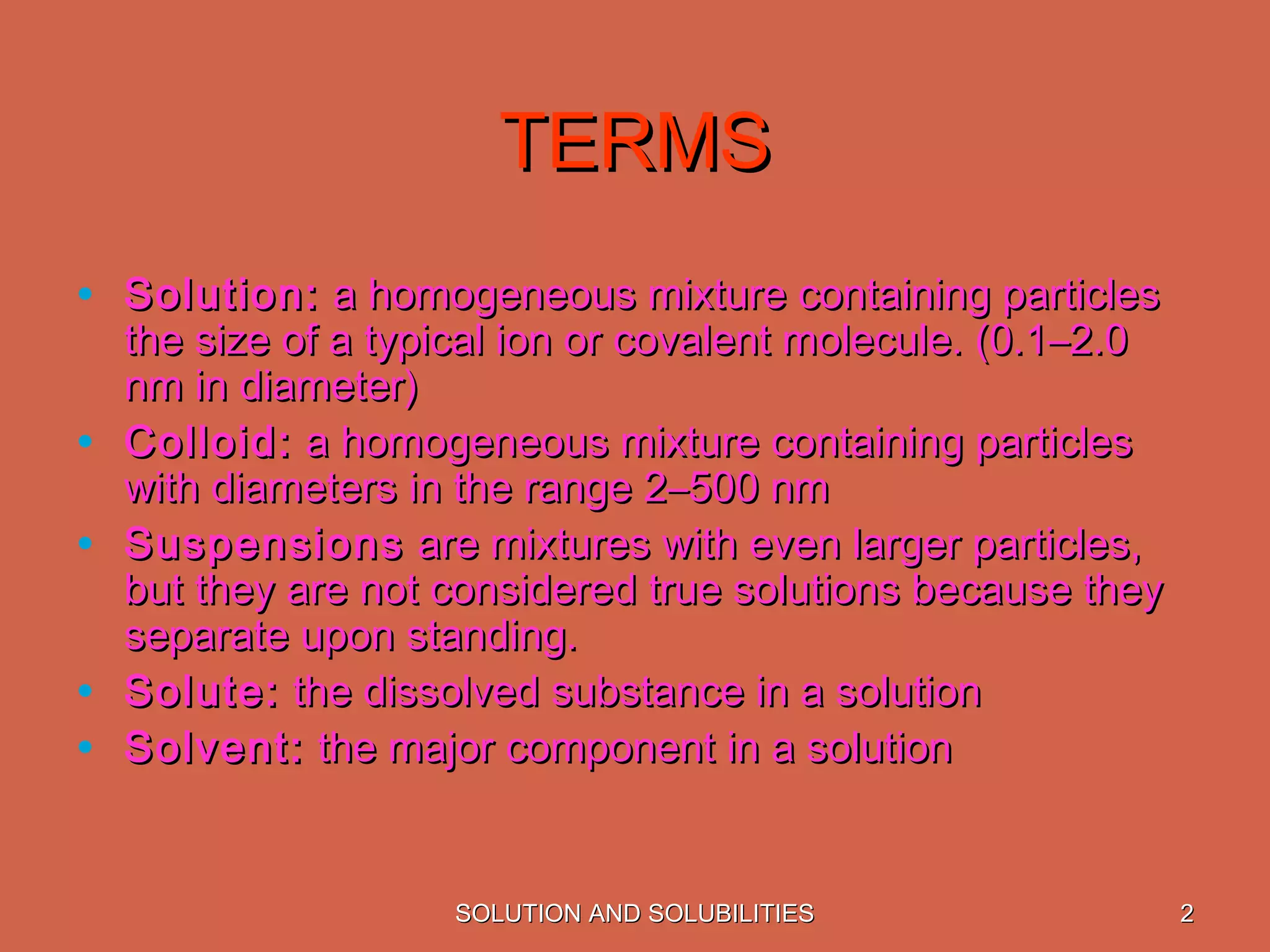 Solutions and solubility | PPT