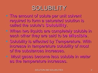 Solutions and solubility | PPT