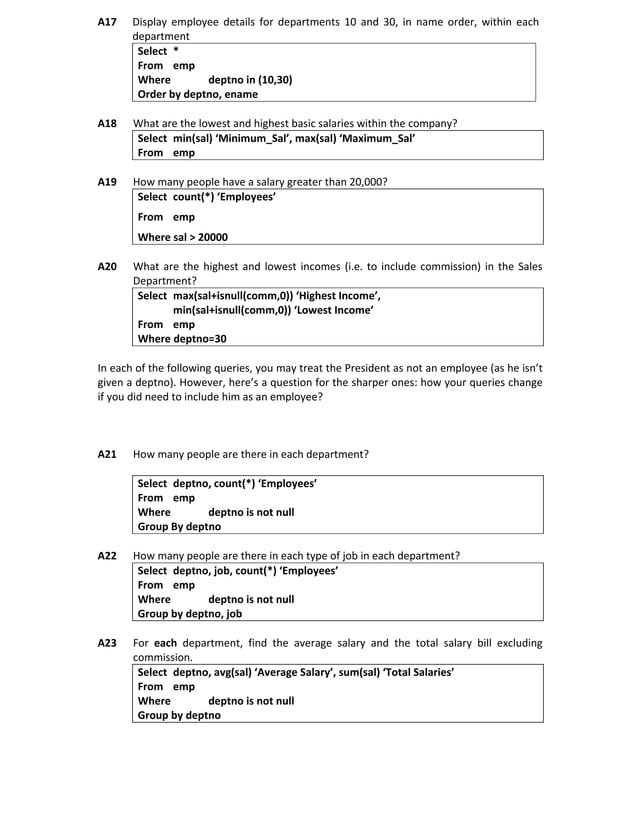 SQL BASIC QUERIES SOLUTION ~hmftj | PDF
