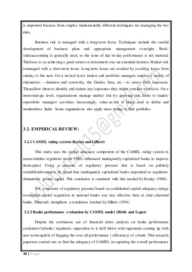 PROJECT REPORT ON CAMELS FRAMEWORK | PDF