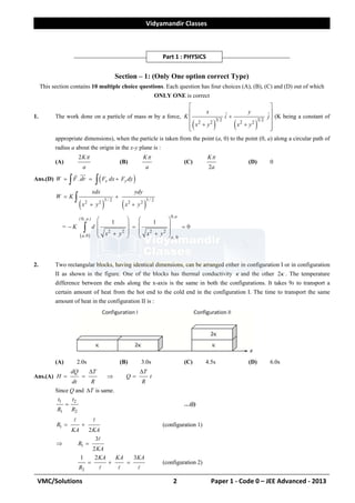 Vidyamandir Jee Advanced 2013 Paper 1 | PDF