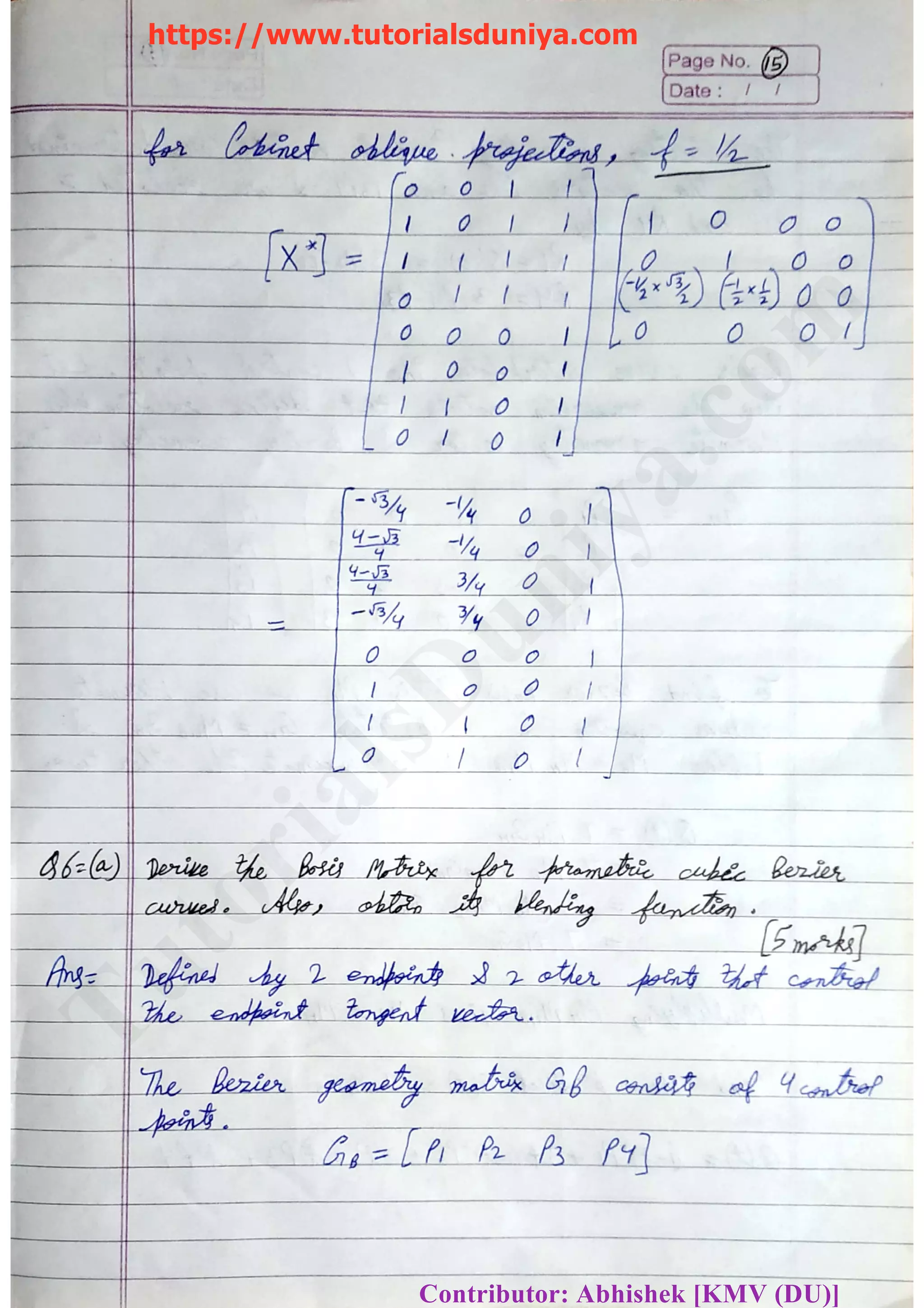 [Solutions] computer graphics question paper 2018 tutorialsduniya.com