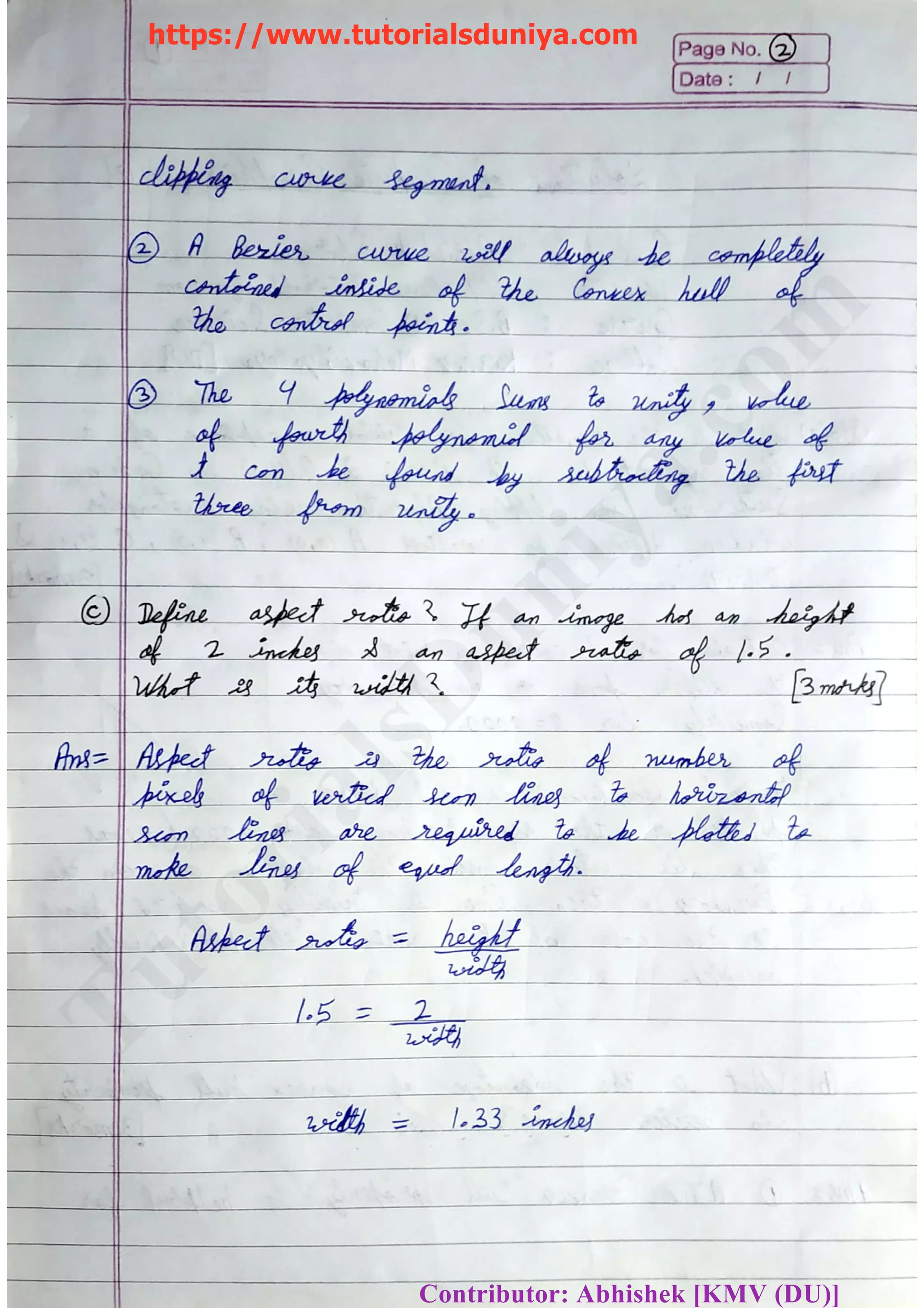 [Solutions] computer graphics question paper 2018 tutorialsduniya.com