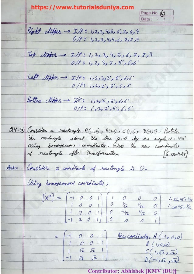 [Solutions] computer graphics question paper 2018 tutorialsduniya.com