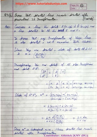 [Solutions] computer graphics question paper 2018 tutorialsduniya.com