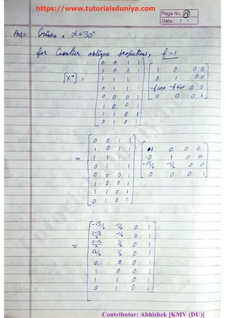 [Solutions] computer graphics question paper 2018 tutorialsduniya.com