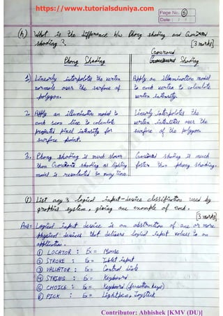 [Solutions] computer graphics question paper 2018 tutorialsduniya.com