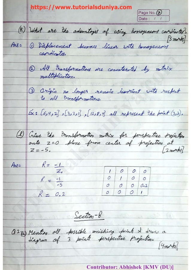 [Solutions] computer graphics question paper 2018 tutorialsduniya.com