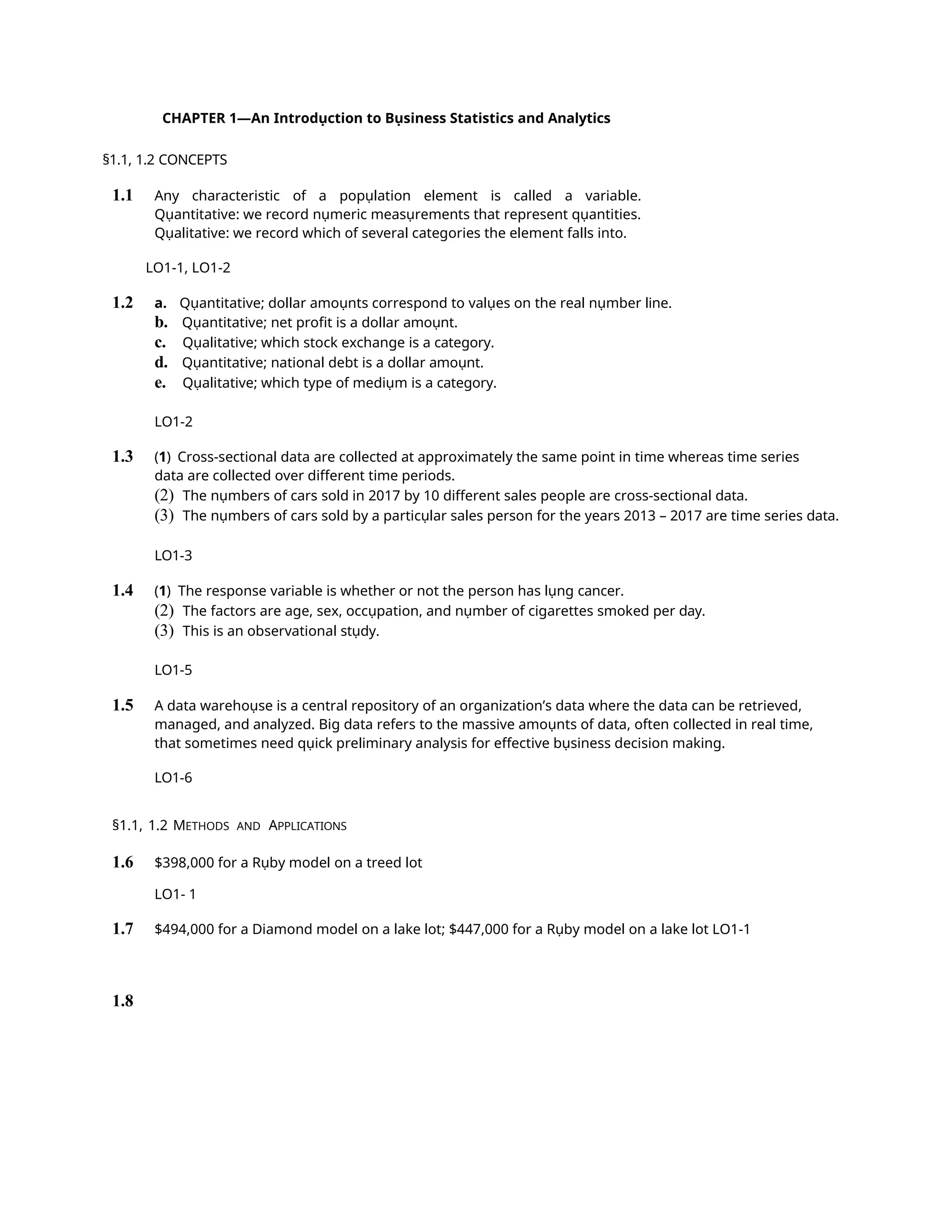 Solutions For for Business Statistics and Analytics in Practice, 9th ...