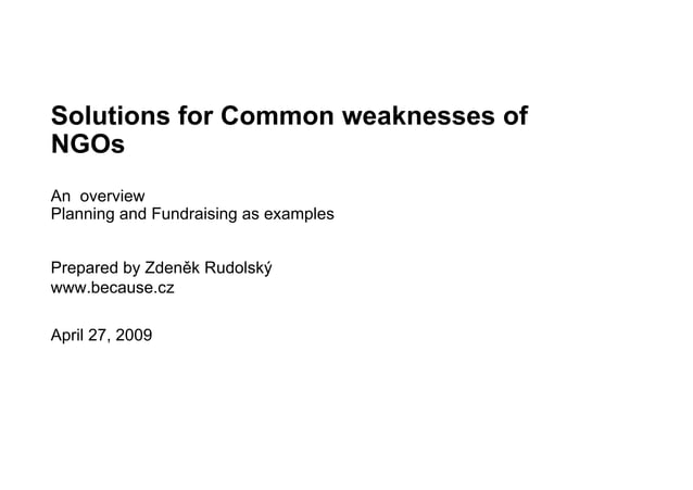 Solutions for Common weaknesses of NGOs | PDF | Resume Writing and ...