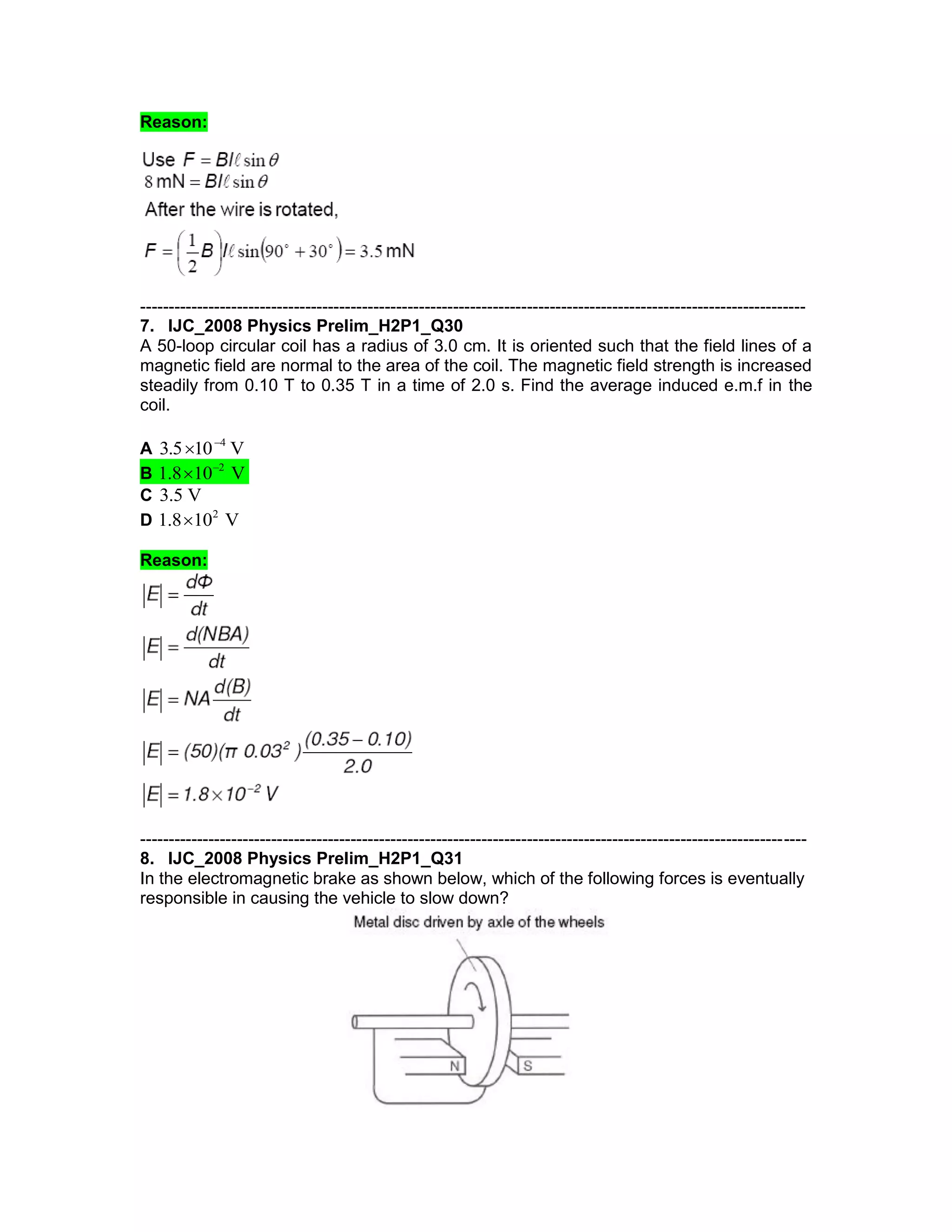 Solutions for electromagnetic induction | PDF | Physics | Science