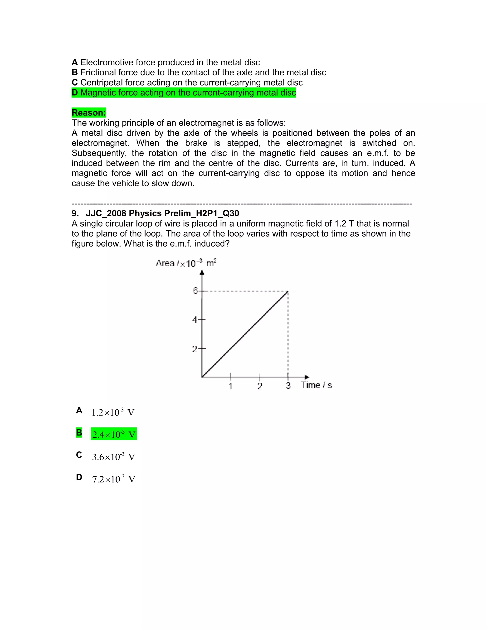 Solutions for electromagnetic induction | PDF | Physics | Science