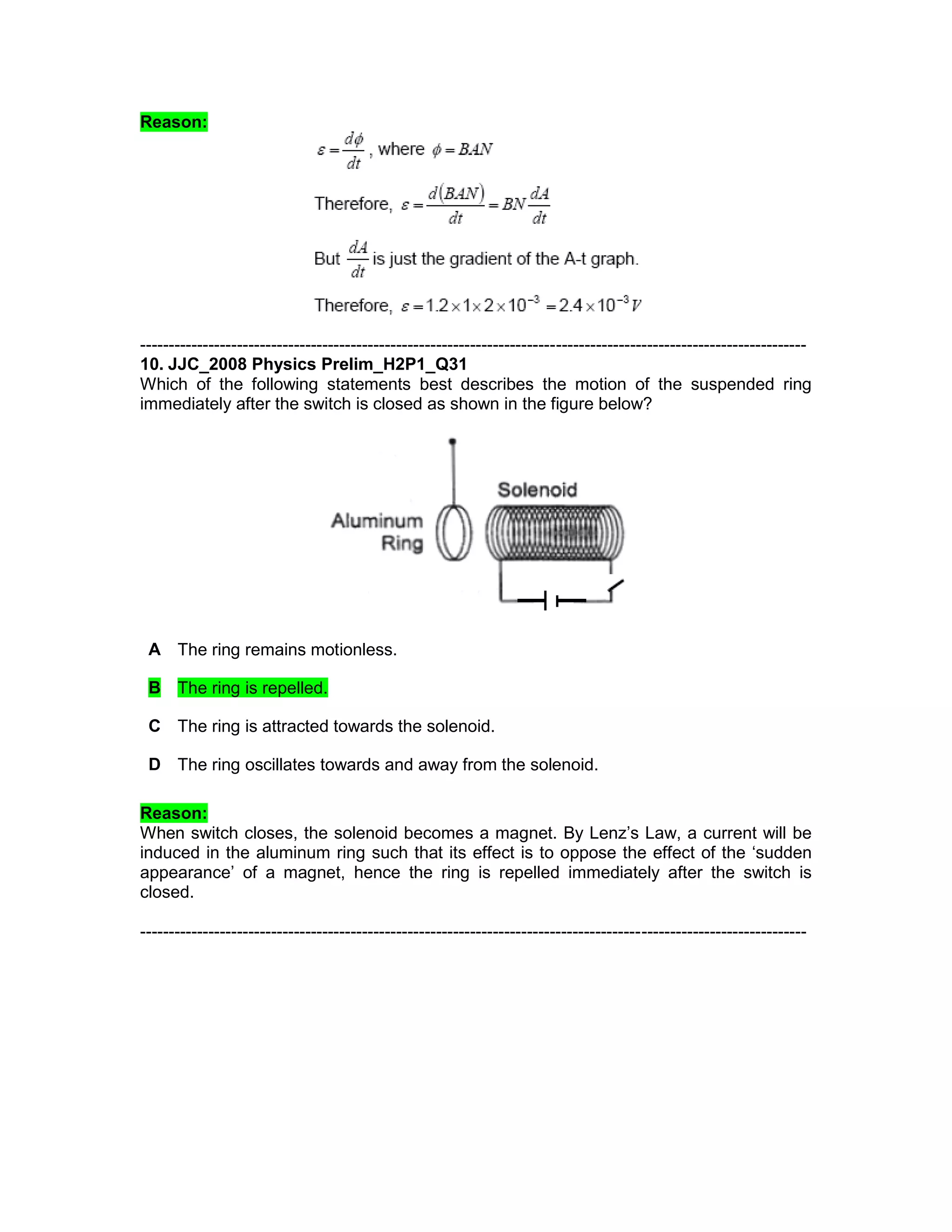 Solutions for electromagnetic induction | PDF | Physics | Science