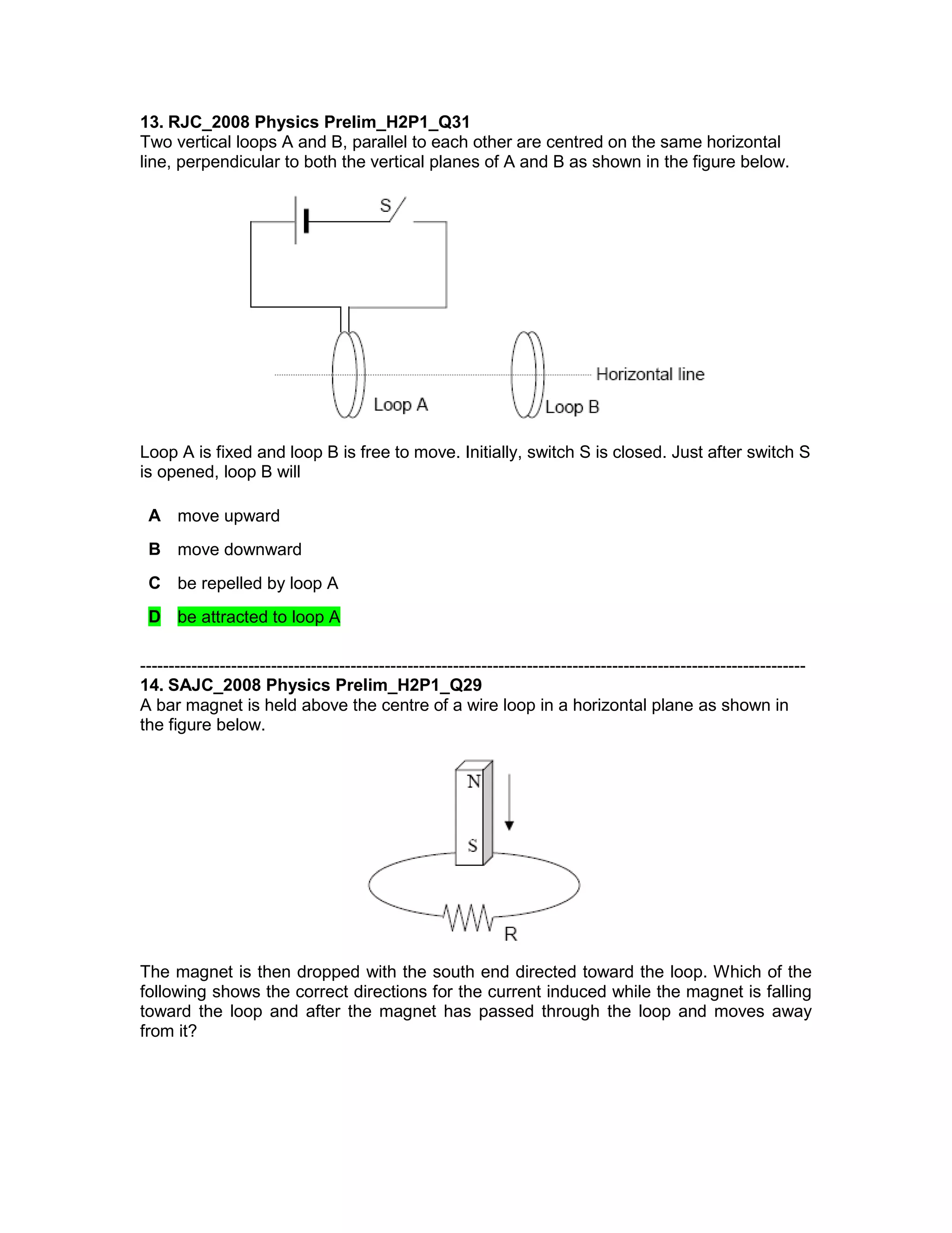 Solutions for electromagnetic induction | PDF | Physics | Science