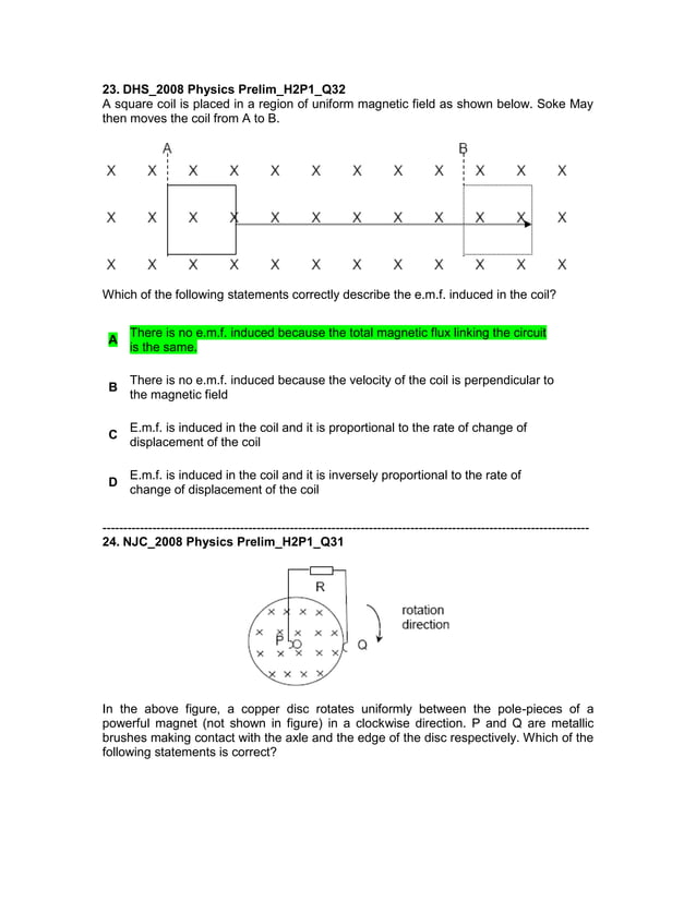 Solutions for electromagnetic induction | PDF | Physics | Science