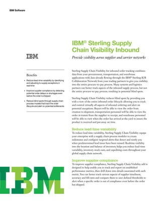 IBM Sterling Supply Chain Visibility Inbound | PDF | Logistics | Business