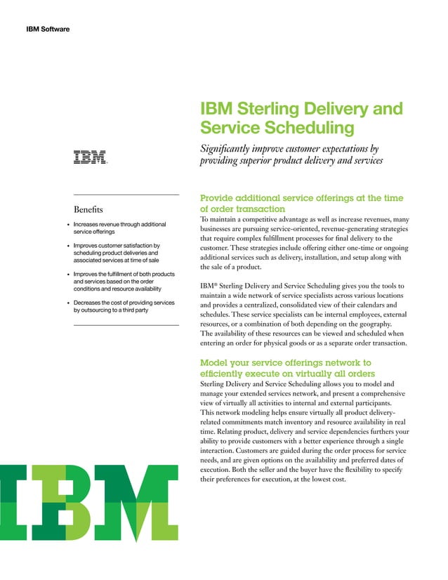 IBM Sterling Delivery and Service Scheduling | PDF | Cloud Computing ...