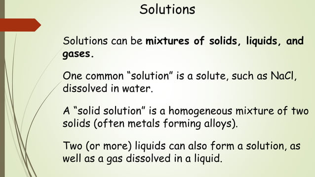Chem 2 - Introduction to Solutions I | PPTX | Chemistry | Science