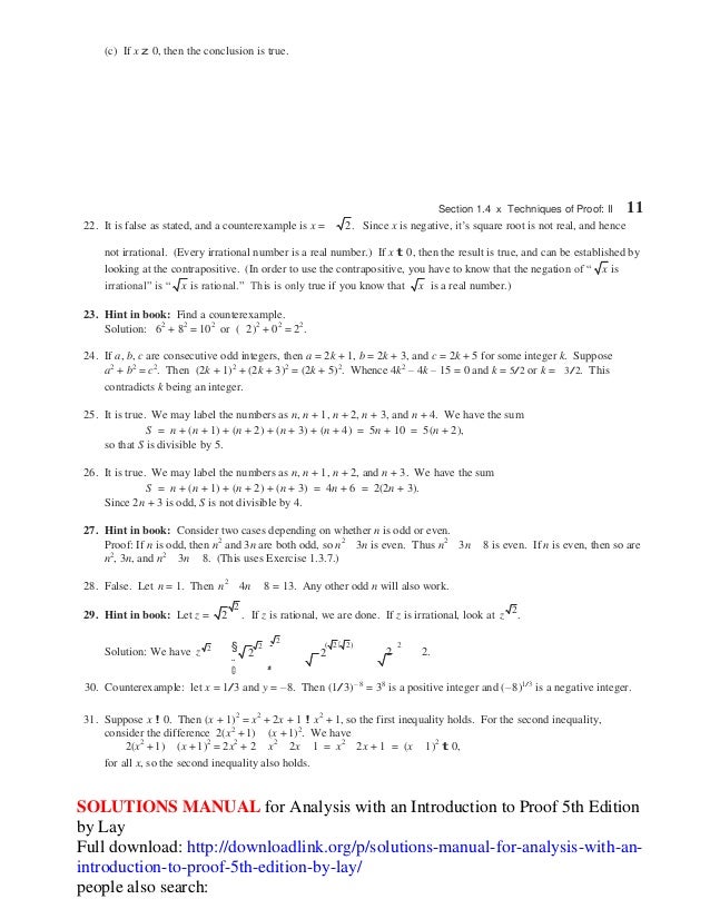 Solutions manual for analysis with an introduction to proof 5th editi…