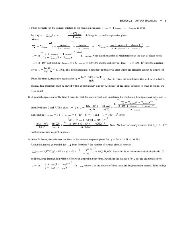 Solutions manual for biocalculus calculus probability and statistics