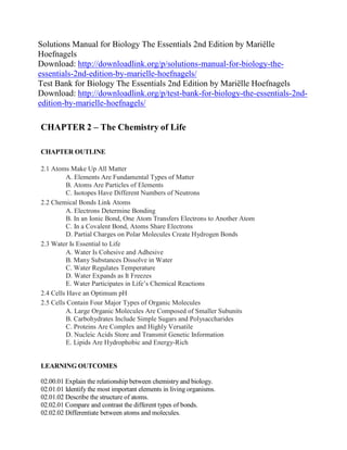 Solutions Manual for Biology The Essentials 2nd Edition by Mariëlle ...