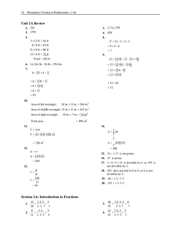 Solutions manual for elementary technical mathematics 11th edition by ewen