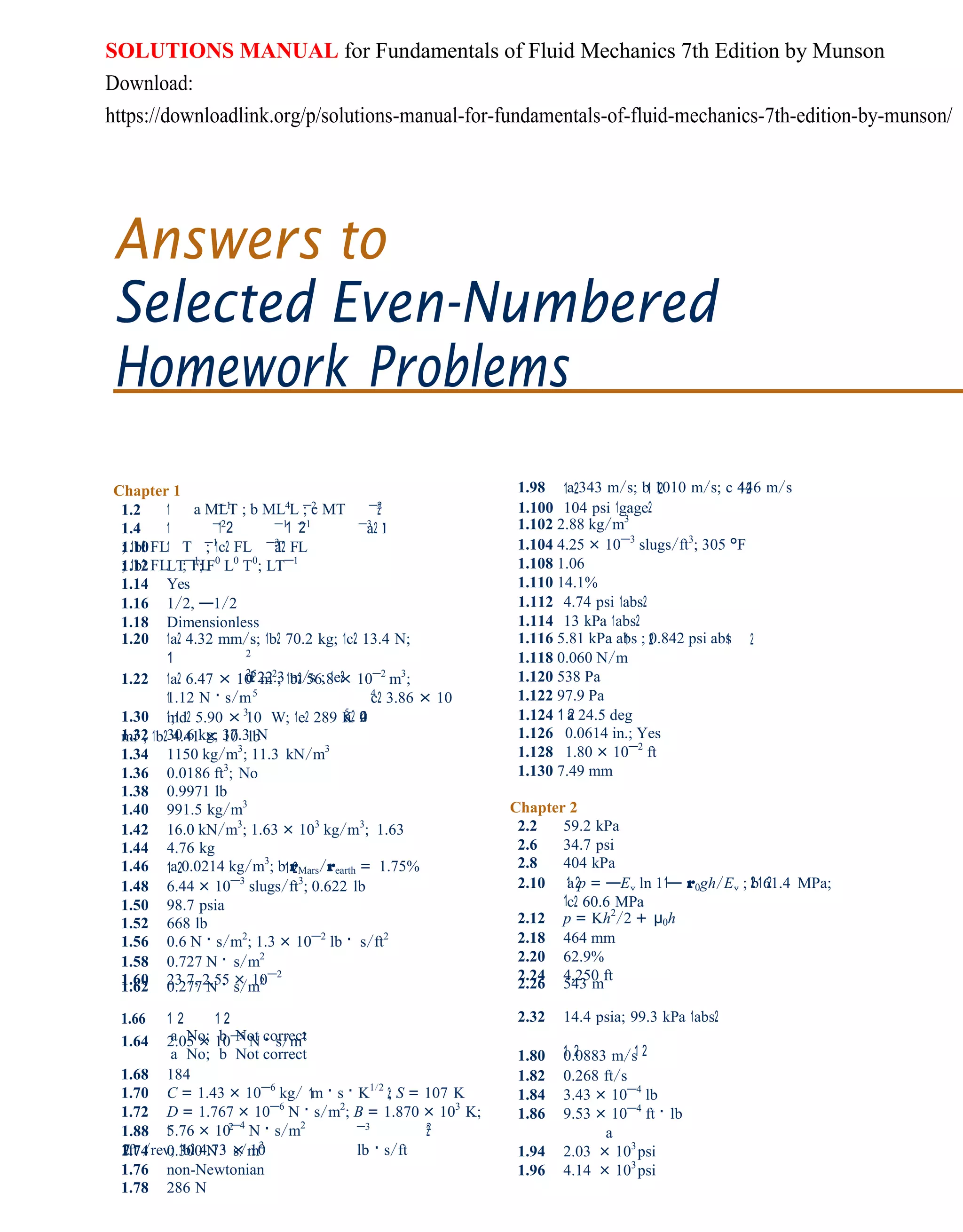 Solutions manual for fundamentals of fluid mechanics 7th edition by ...