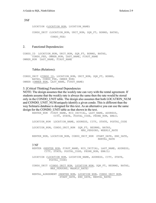 Solutions manual for guide to sql 9th edition by pratt | PDF