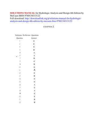 Solutions manual for hydrologic analysis and design 4th edition by mc ...
