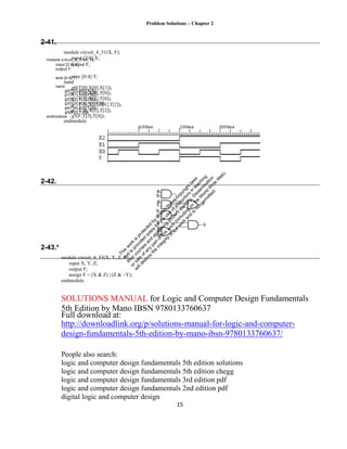 Solutions manual for logic and computer design fundamentals 5th edition by mano ibsn ...