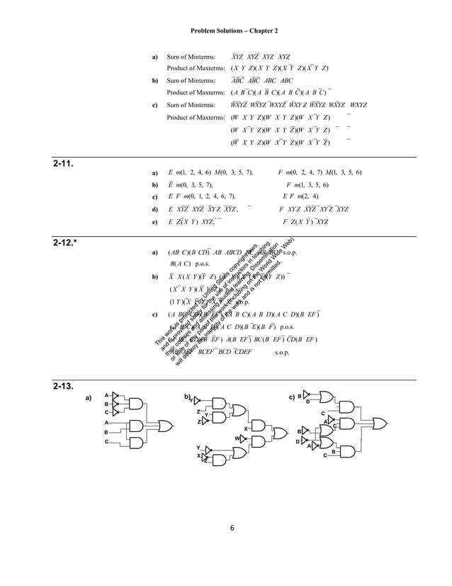 Solutions manual for logic and computer design fundamentals 5th edition ...