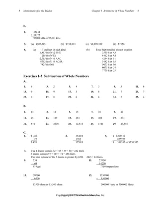 Solutions Manual for Mathematics for the Trades A Guided Approach 10th ...