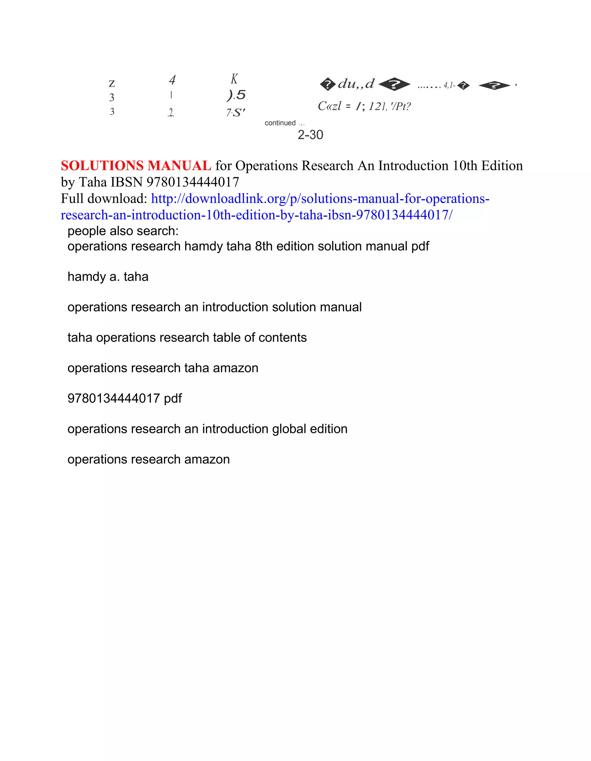 Solutions manual for operations research an introduction 10th edition ...